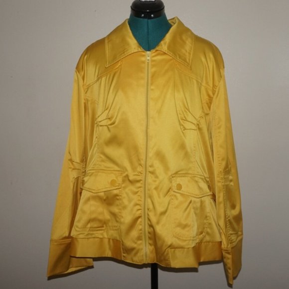 Jackets & Coats | Yellow Satin Zip Jacket | Poshmark